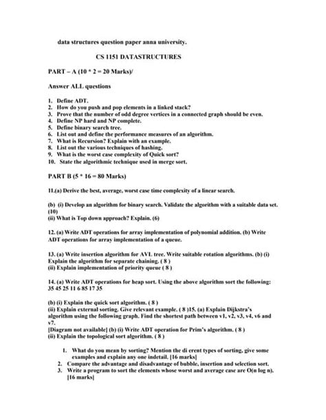 Data Structures Question Paper Anna University Pdf