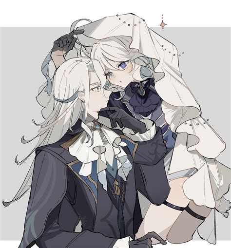 Furina And Neuvillette Genshin Impact Drawn By Note Nii Danbooru