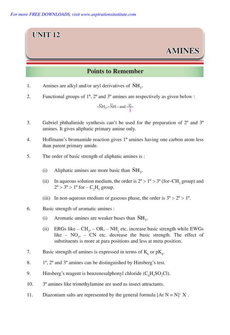 SOLUTION Cbse Class Chem Notes Question Bank Amines Pdf Studypool