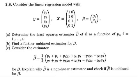 solved 2 8 consider the linear regression model with yi y2