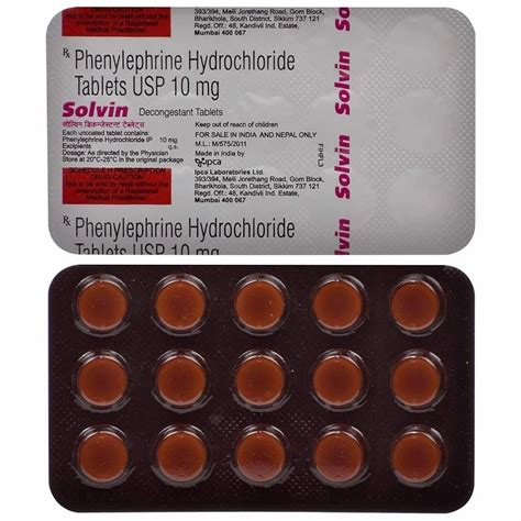 10mg Solvin Phenylephrine Hcl Tablets At ₹ 153bottle Phenylephrine