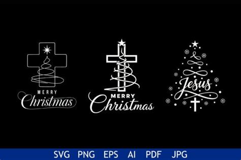 Christian Cross Merry Christmas Bundle Graphic By Silhouette Station