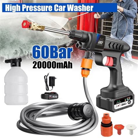 세차 건 와셔 스프레이 노즐 고압 클리너 자동차 가정 정원 청소 세차기 60 바 20000mah Aliexpress