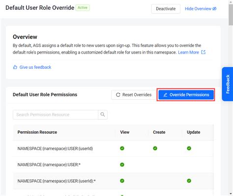 Override Default User Role Permissions AccelByte Documentation