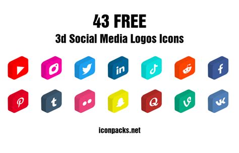 43 Free 3d Social Media Logos Svg Png Icons