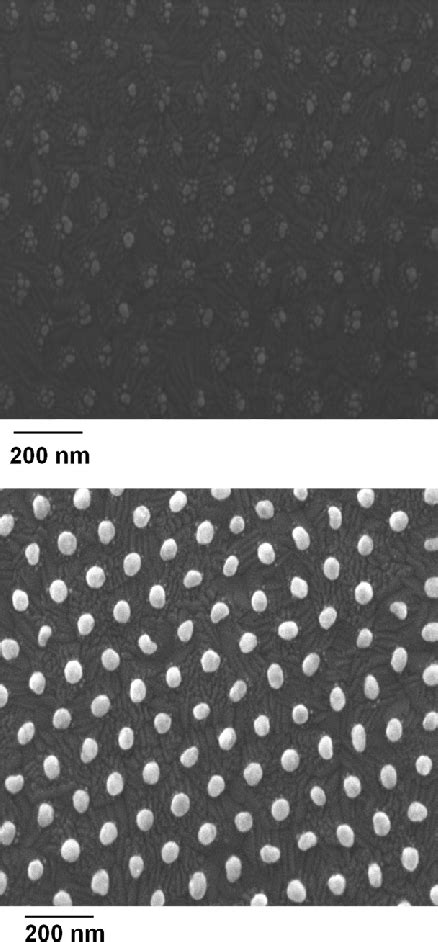 a sem image of au deposited alumina mask ito glass after au