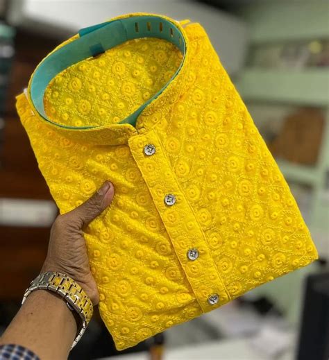 Chicken Embroidery Work Mens Kurta At ₹ 750piece Men Chikan Kurta