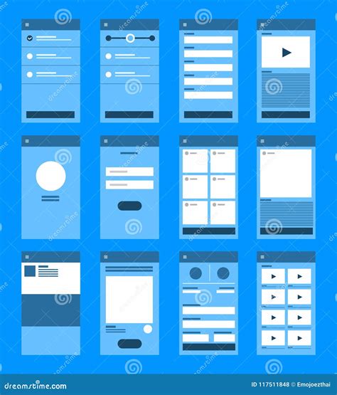 UX UI Flowchart Mock Ups Mobile Application Concept Flat Desig Stock Vector Illustration Of