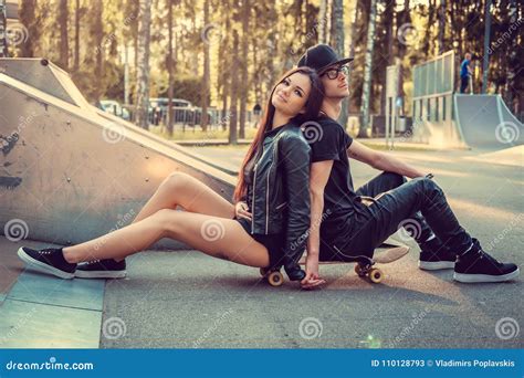 Tattooed Skater And His Girlfriend Stock Image Image Of Hipster