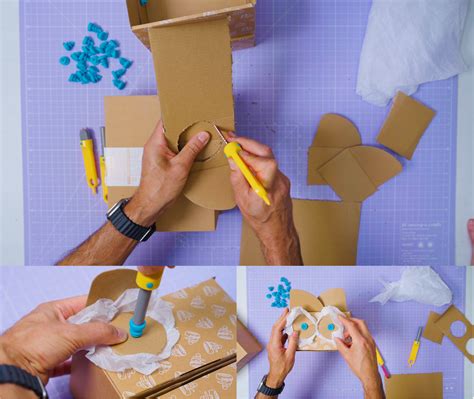 How To Make A Cardboard Puppet Diy Cardboard Hand Puppet Makedo