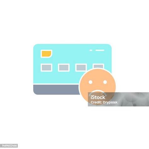 슬픈 얼굴 파산 싫어함 부정적인 피드백 흰색 윤곽선 아이콘이 있는 신용 카드 쇼핑 온라인 뱅킹 금융 기호 디자인 부채에 대한 스톡 벡터 아트 및 기타 이미지 Istock