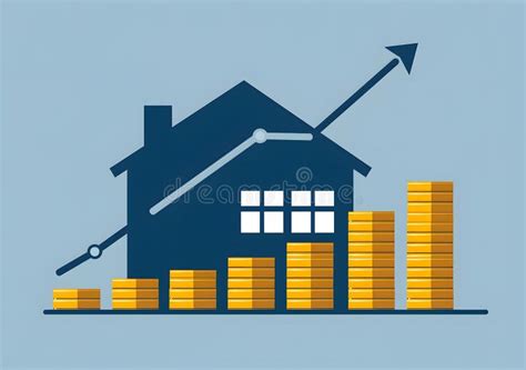 Real Estate Market Growth Concept House Icon Rising Coins Graph Stock
