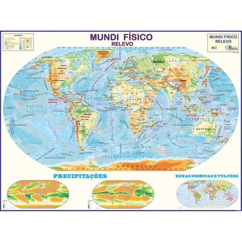 Mapa Mundi Físico Gigante Largura 117 Cm X Altura 89 Cm Multimapas Mapas Magazine Luiza