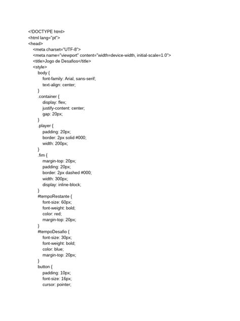 Jogo Dos Desafios Código Html Javascript E Css Pdf Jogos De Azar