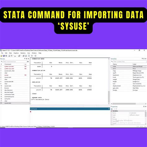 Sysuse Stata Commands For Importing Data In Stata Stata Statatutorial Beginners Youtube
