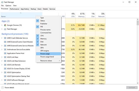 How To Show Power Usage In Task Manager On Windows 10