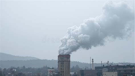 Industrial Factory With Advanced Filtering System On Chimney To Reduce