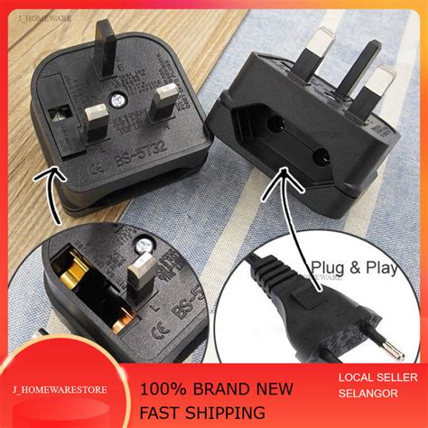Ready Stockeuro Pin Plug To Uk Pin Plug Adapter With Fuse Eu To Uk Plugs Power