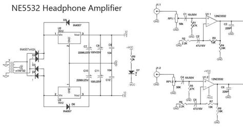Ne5532 Opamp Based Headphone Amplifier Electronic Schematic