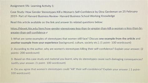 Solved Assignment 5 Learning Activity 1 Case Study How Chegg Com