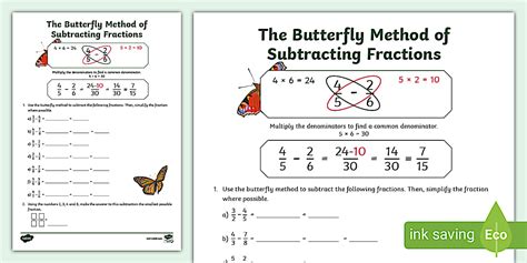 👉 butterfly method of subtracting fractions twinkl maths