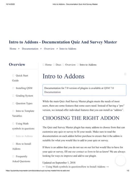 Creating A Quiz Documentation Quiz And Survey Master Pdf