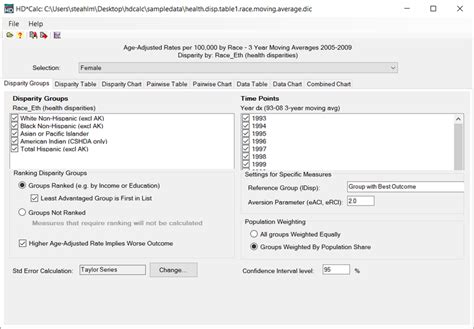disparity groups tab — hd calc help system