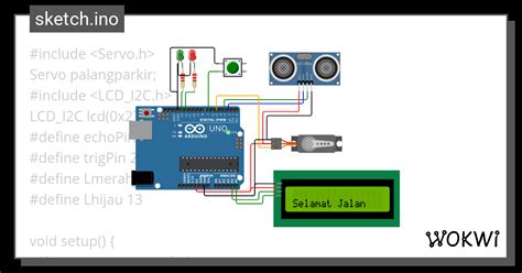 Ultrasonik Servo Parkir Wokwi Esp32 Stm32 Arduino Simulator
