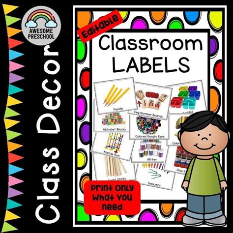 Classroom Labels Using Real Photos For Preschool Kindergarten And