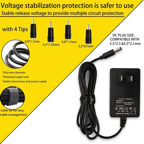 Buy 9v 1a Ac Dc Adapter Power Supply Cord Dc Plug 5 5x2 1mm And 2 5mm Center Positive With 4 Tips