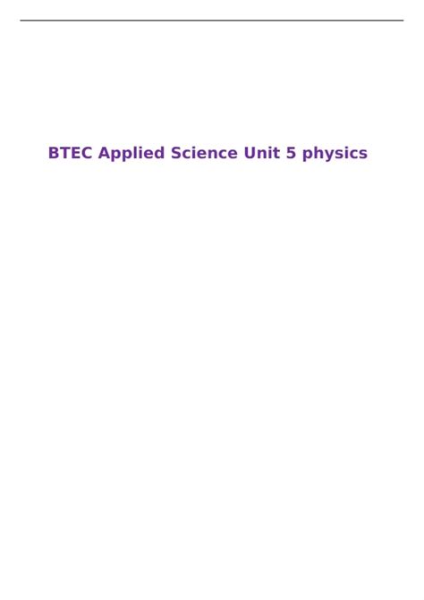 Btec Applied Science Unit 5 Physics Btec Stuvia Us