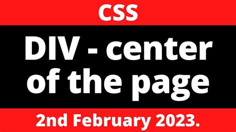Css Place The Div In The Center Of The Page Youtube