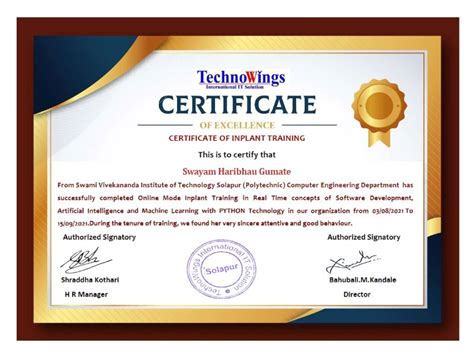 Excited To Announce The Completed🚀 Internship At Technowings Ltd🤝 Swayam Gumate