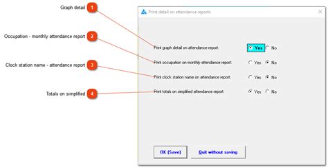 Attendance Reports Options