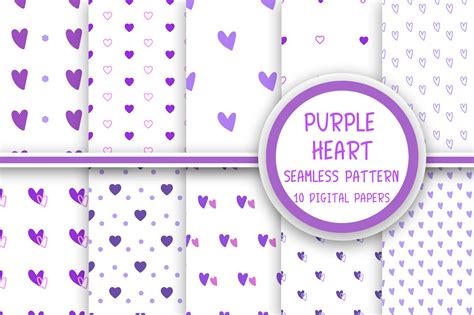Purple Heart Seamless Pattern Background Graphic By Pearlydaisy · Creative Fabrica