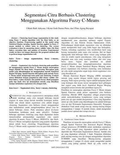 Segmentasi Citra Berbasis Clustering Menggunakan Algoritma Fuzzy C Means