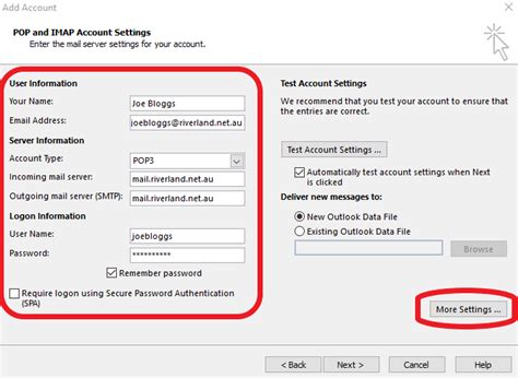 Setting Up Outlook For A New Email Address [help Pages For Riv We Clients]