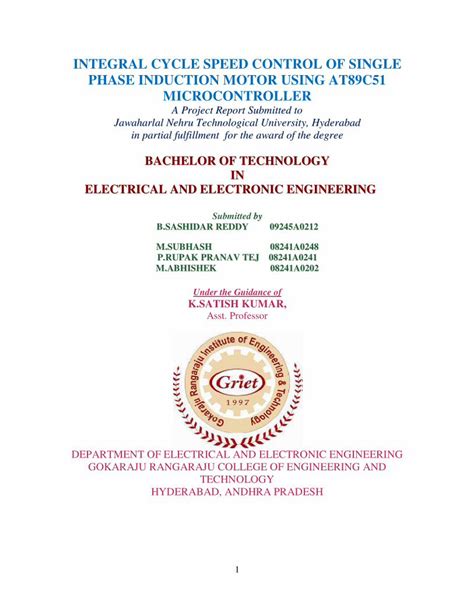 Pdf Integral Cycle Speed Control Of Single Phase Induction Motor Using At89c51 Microcontroller