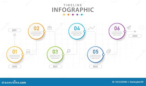 Infographic Template 6 Steps Modern Timeline Diagram With Lines Stock Vector Illustration Of