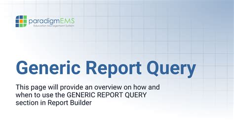 Generic Report Query Silverband Documentation
