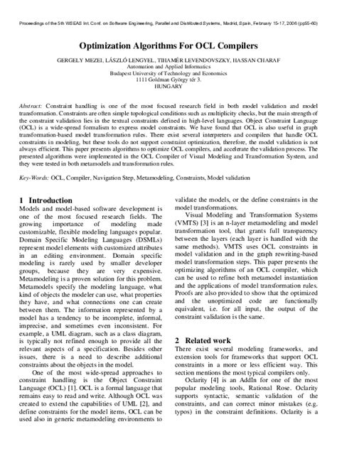 Pdf Optimization Algorithms For Ocl Compilers