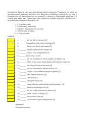 The Mini IPIP Scale Instructions Below Are Phrases Describing People S Behaviors Please Use
