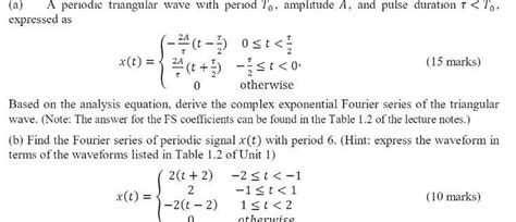 Solved A A Periodic Triangular Wave With Period To Chegg