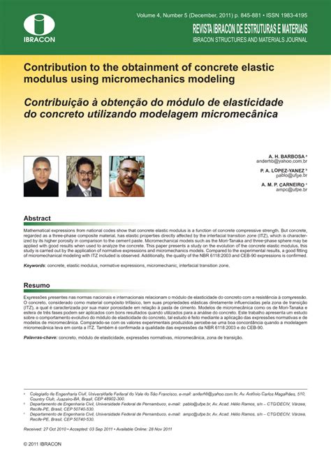pdf contribution to the obtainment of concrete elastic modulus using