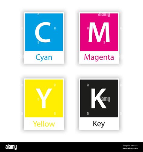 separate swatch in cmyk color with color name isolated on white