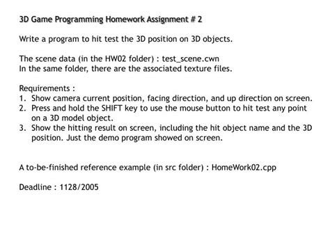 Ppt 3d Game Programming Homework Assignment 2 Powerpoint