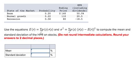 Solved HPR Ending Including State Of The Market Probability Chegg Com