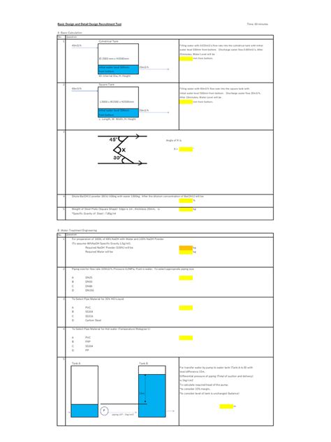 Recruitment Test 1 Basic Calculation And Water Treatment Engineering