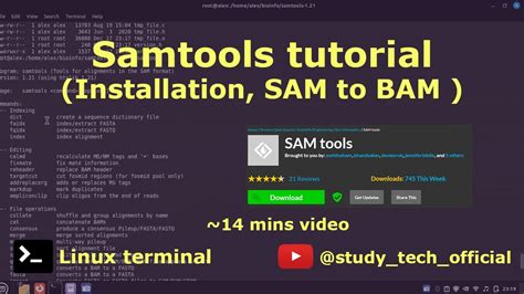 Samtools Install Sam To Bam Conversion Bioinformatics Biology Tutorial Alignment Youtube