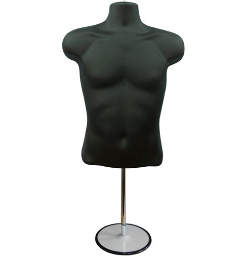 Male Black Mannequin Freestanding 3qtr Body Form Top Table With Round
